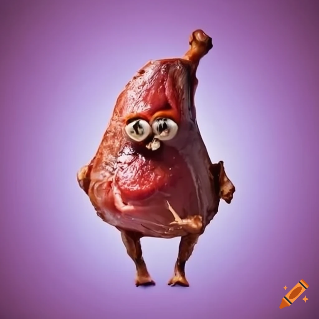 Funny steak with legs and a face on Craiyon