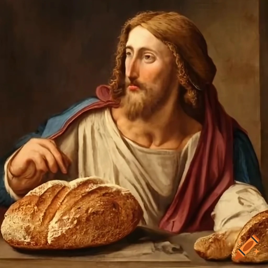 Religious depiction of jesus as a loaf of bread on Craiyon