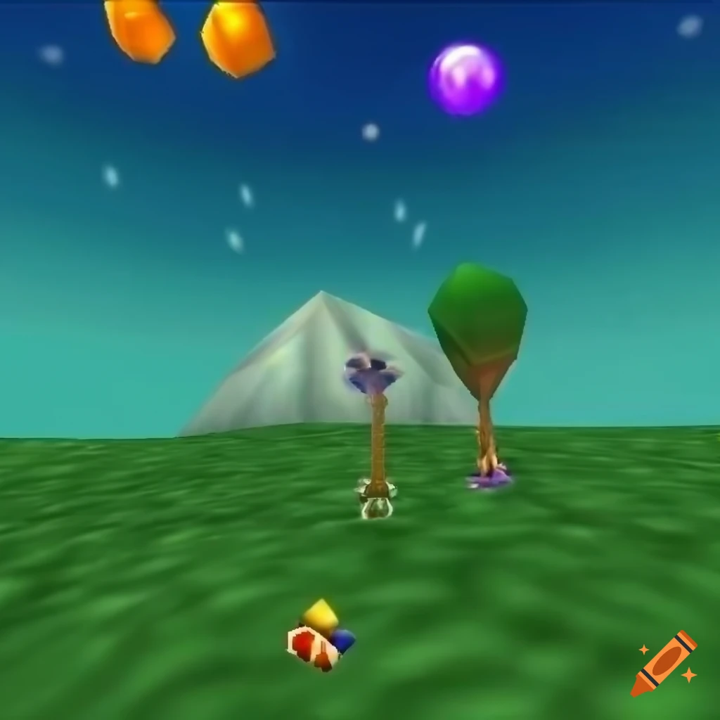 Mario 64 screenshot of wet-dry world environment on Craiyon