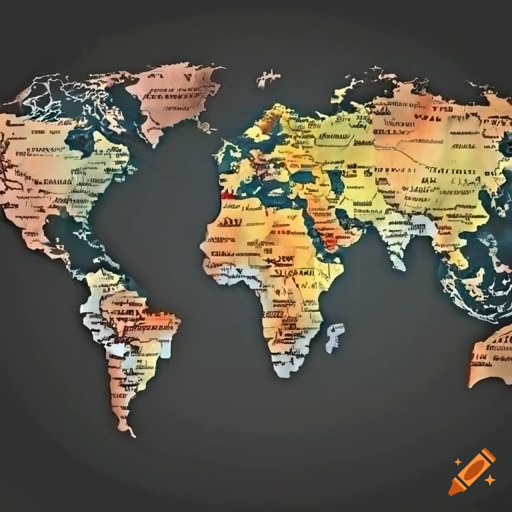 World map with borders on Craiyon