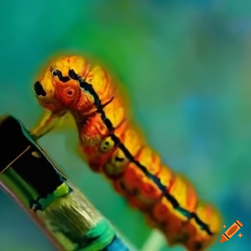 Unique Vincent van Gogh style painted caterpillar with swirling brush ...