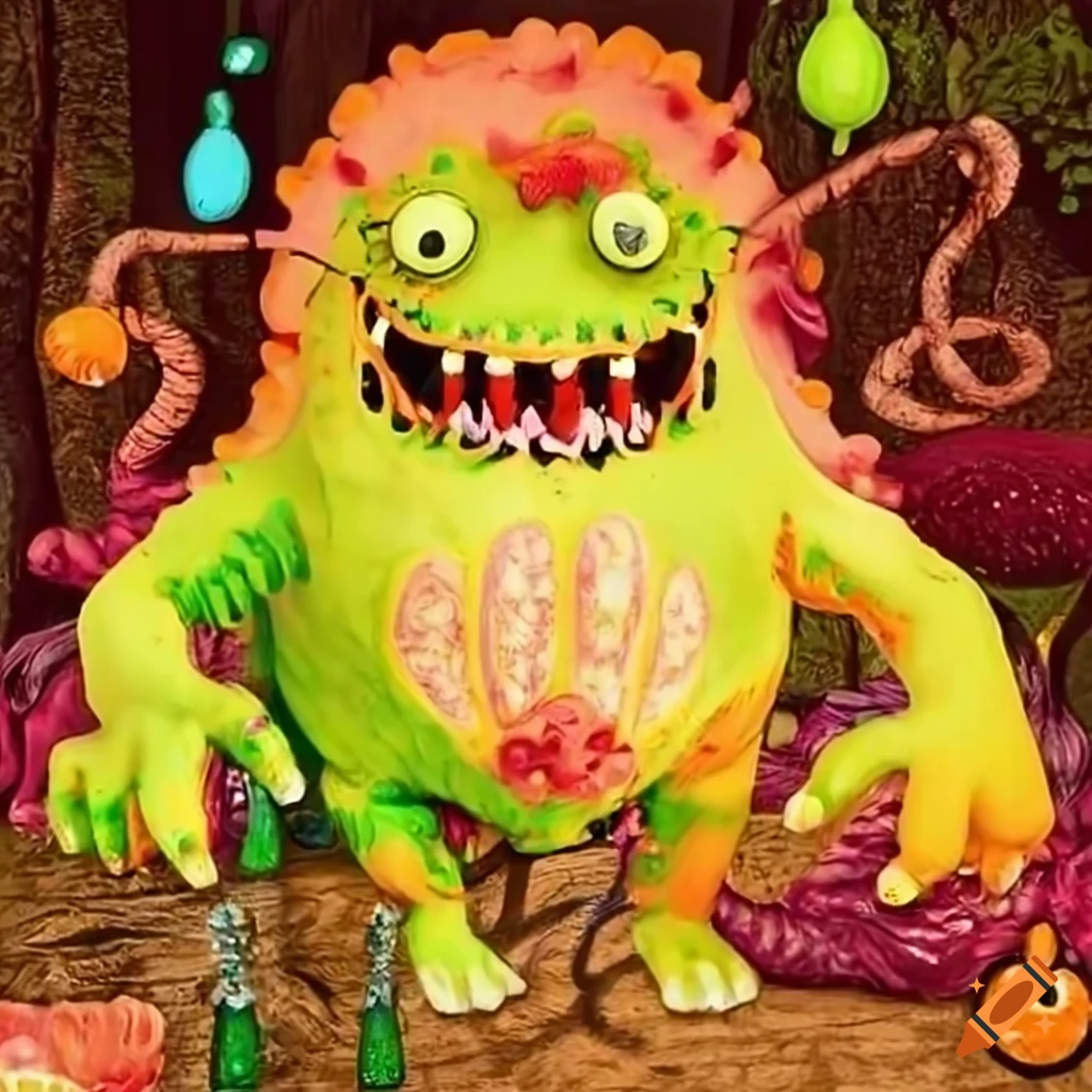 Mythical creatures and mutant omega mart lemon fruit monster in a ...