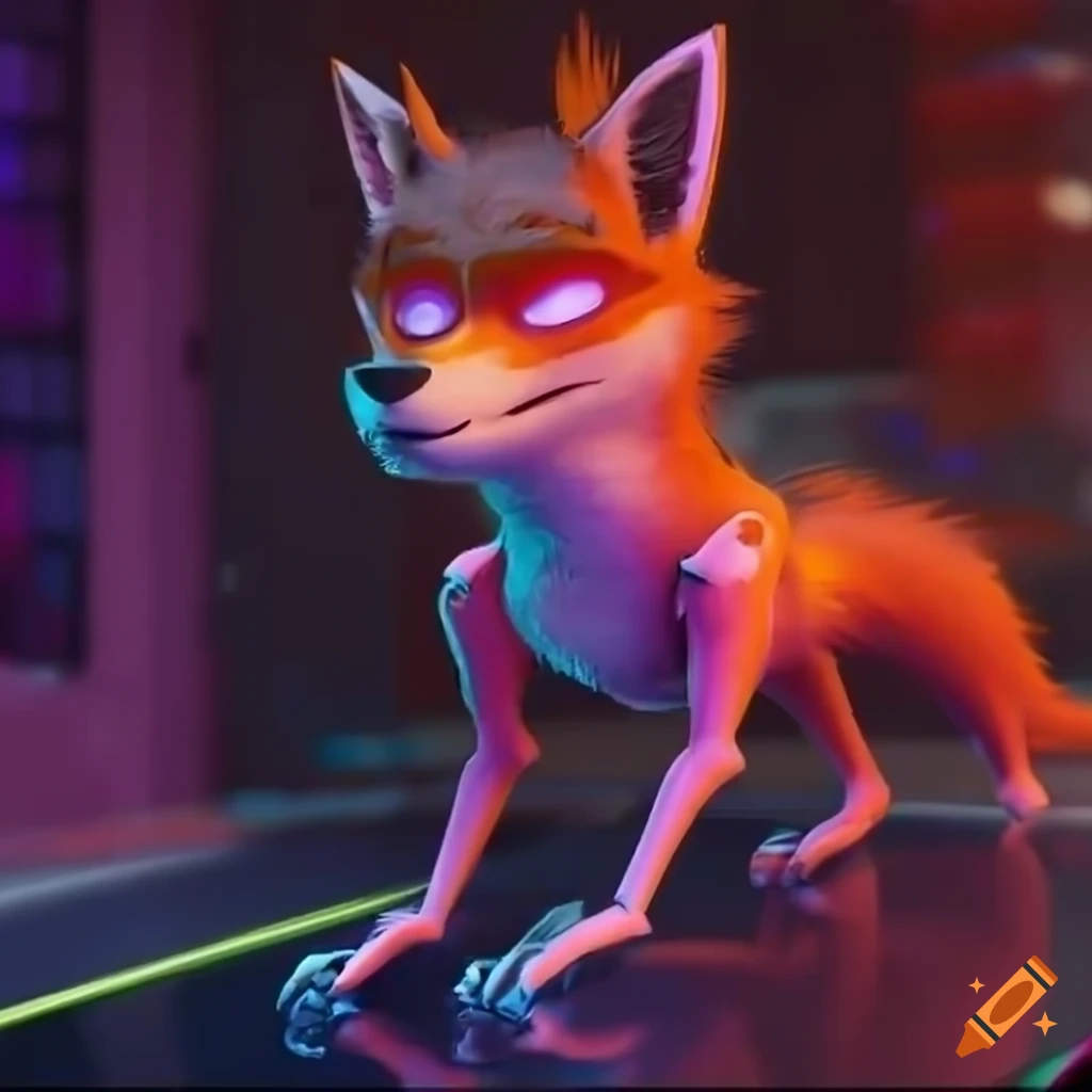 Cyberpunk feral fox in high resolution on Craiyon