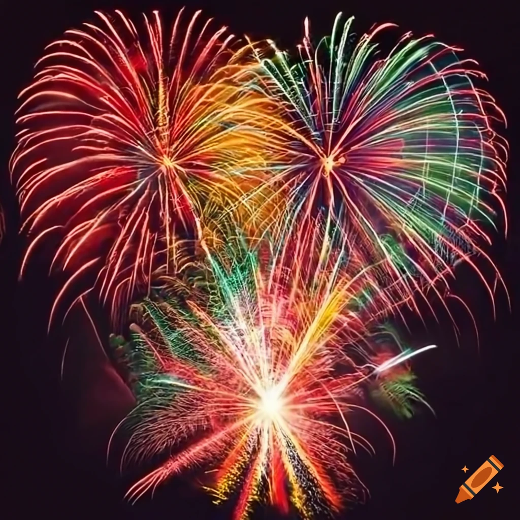 Colorful fireworks display on Craiyon