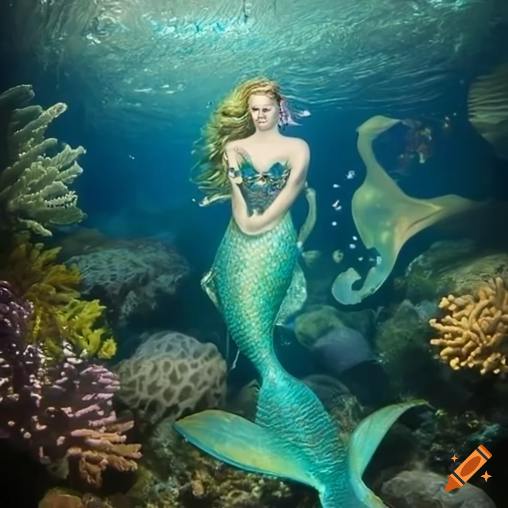 Two mermaid goddesses overlooking an enchanting realm on Craiyon