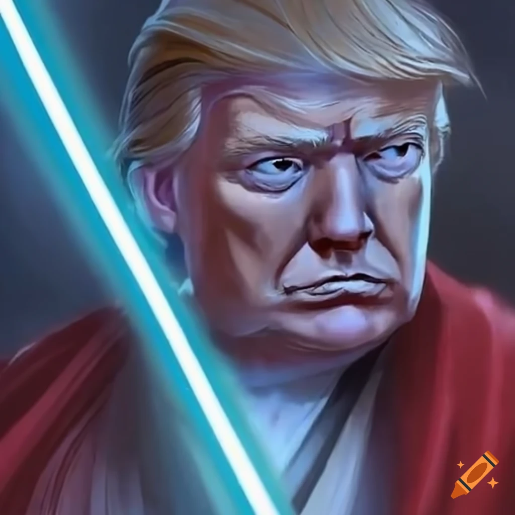Donald trump dressed as a jedi with a lightsaber on Craiyon