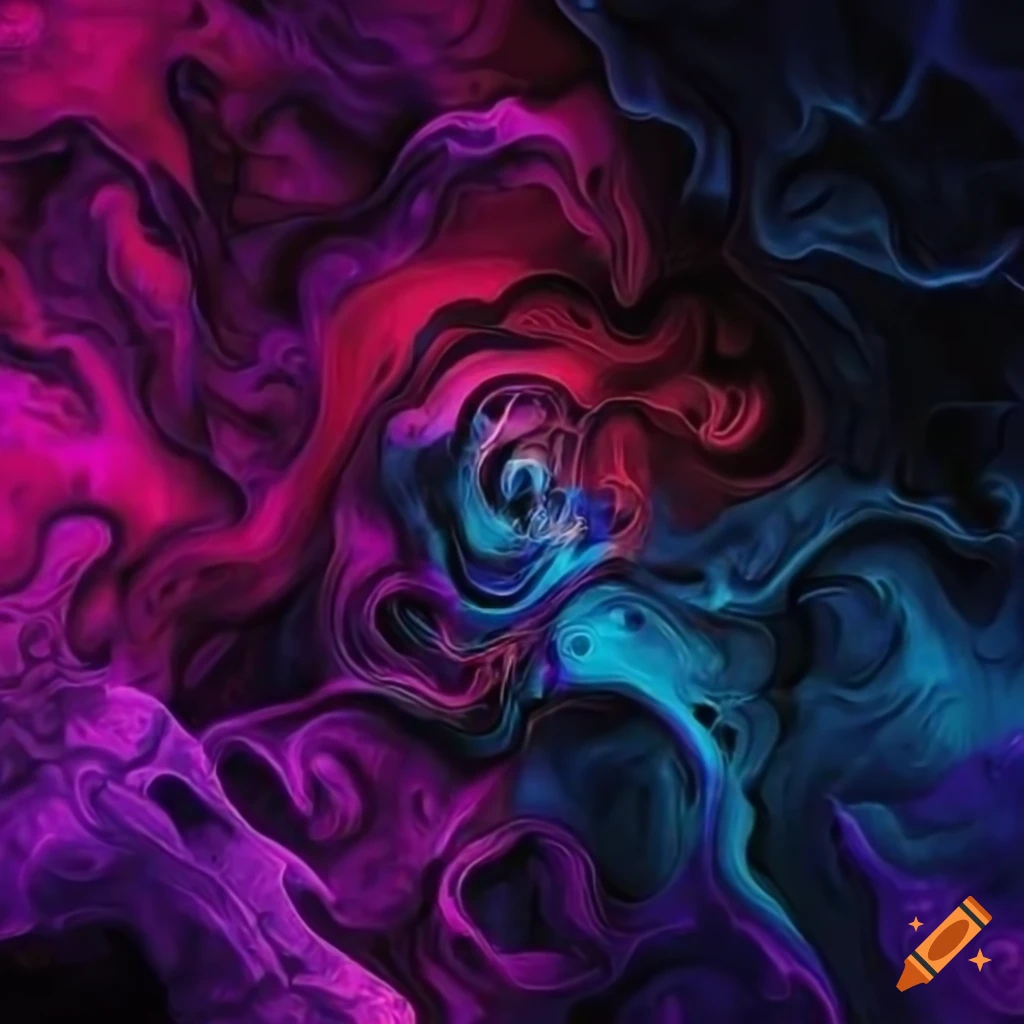 Psychedelic chaos with vibrant colors and materials on Craiyon