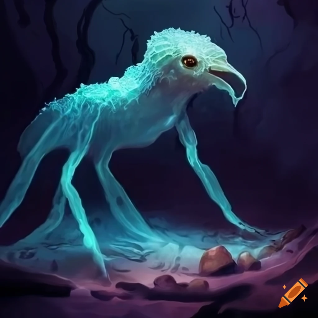 Colossal subterranean creature with crystalline scales in an ...