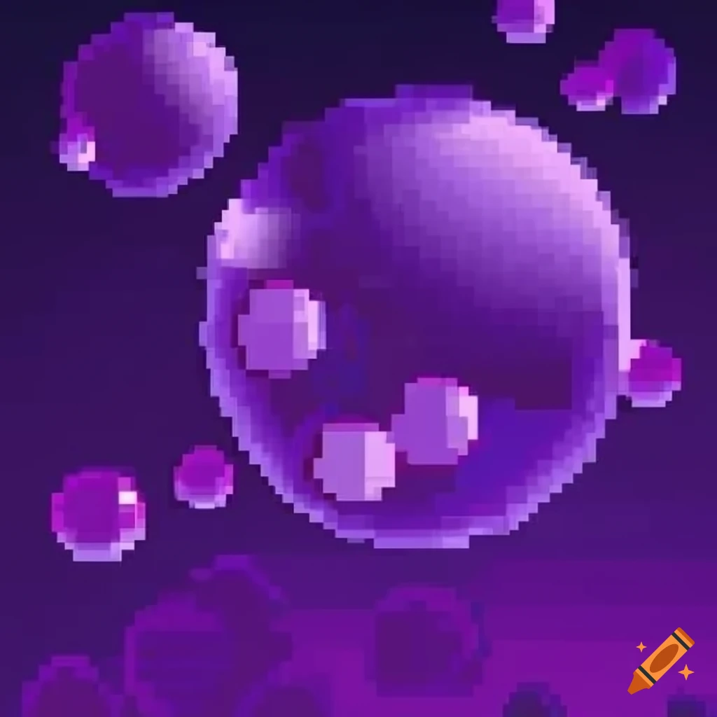 Stylish purple pixel art background with video game iconography on Craiyon
