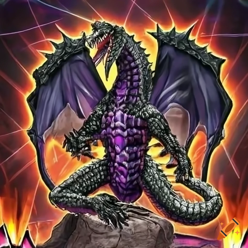 Powerful crocodilian Kaiju with dragon-like wings in Yu-Gi-Oh art style ...