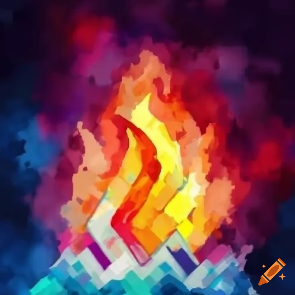 Abstract fire and ice theme logo for minecraft server on Craiyon