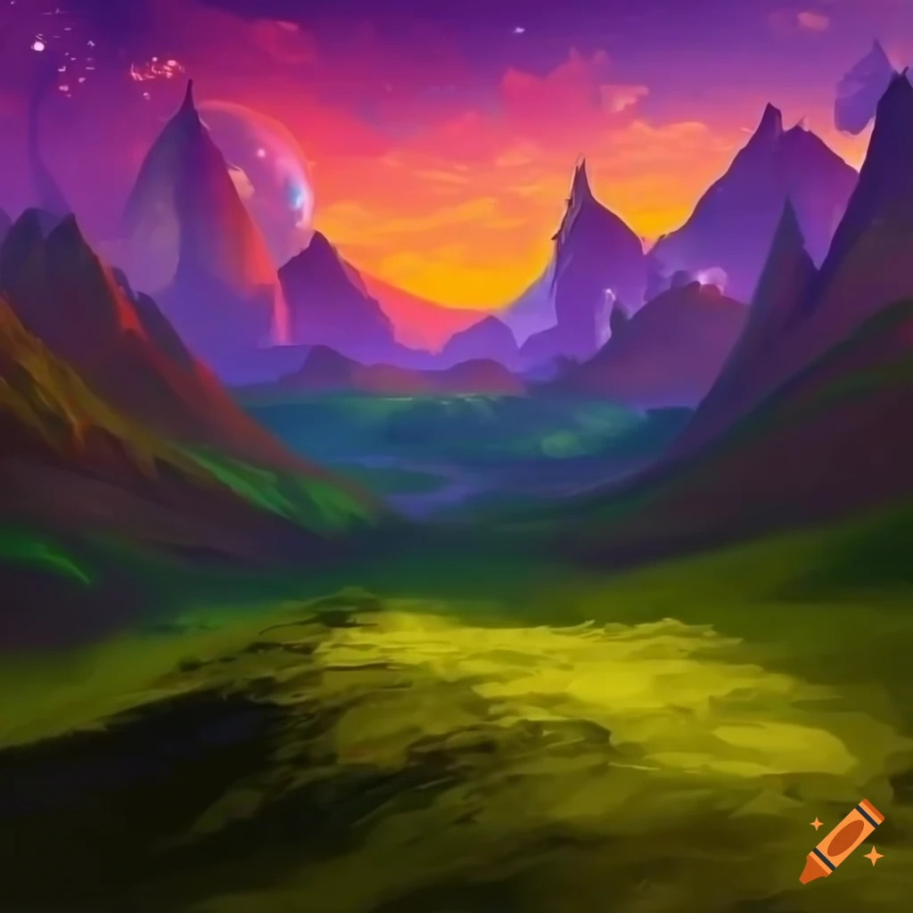 Detailed 4k fantasy sci-fi mmo concept art of colorful environment with ...