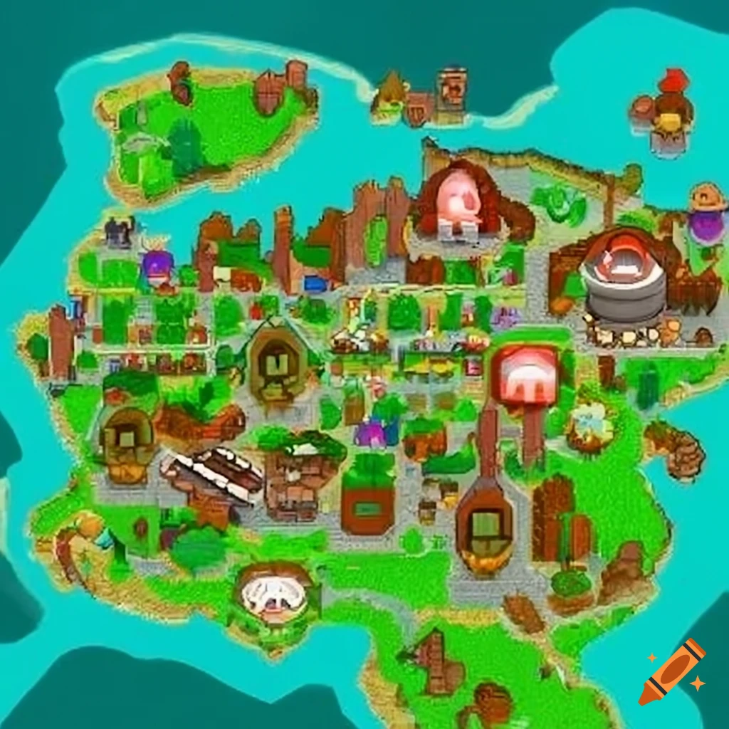 Super mario-style map of the taunus mountains with pixelated features ...