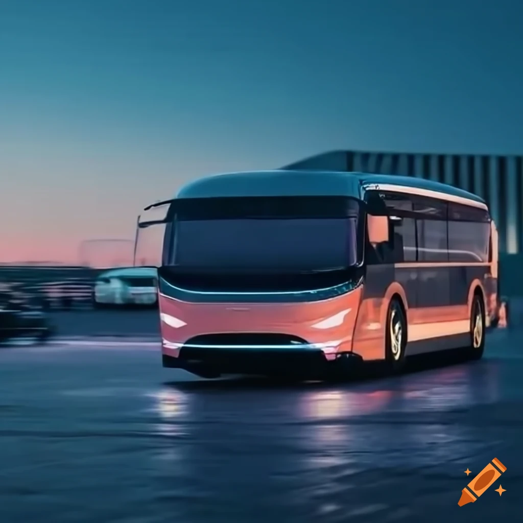 Lucid motors bus at a yugoslavian bus station on Craiyon