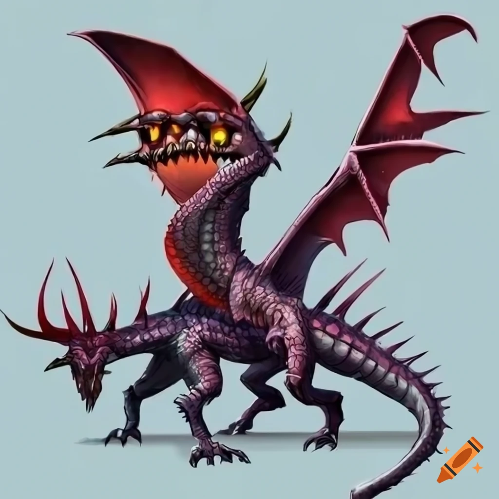 Big space dragon with long wings, sharp tail, teeth, and claws on Craiyon