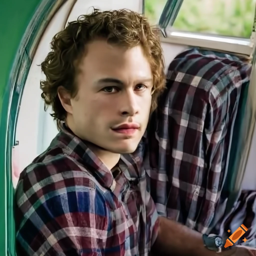 Close-up of three people in country plaid shirts and leather trousers ...