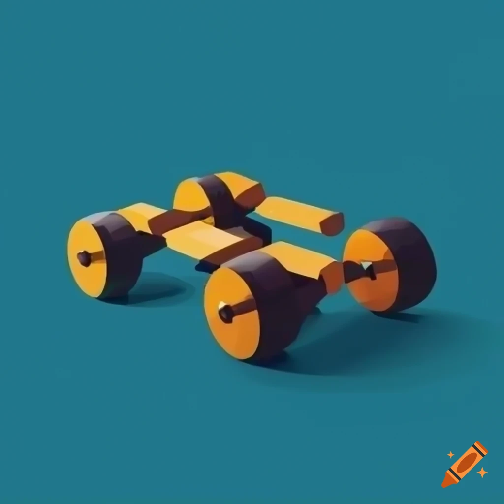 Minimalist digital illustration of a motorized battlebot with 4 wheels ...