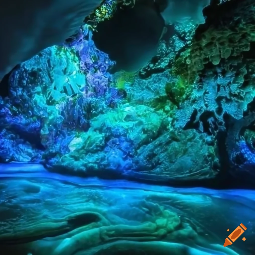 Underwater tapestry of vibrant fish, coral, and mythical creatures with ...