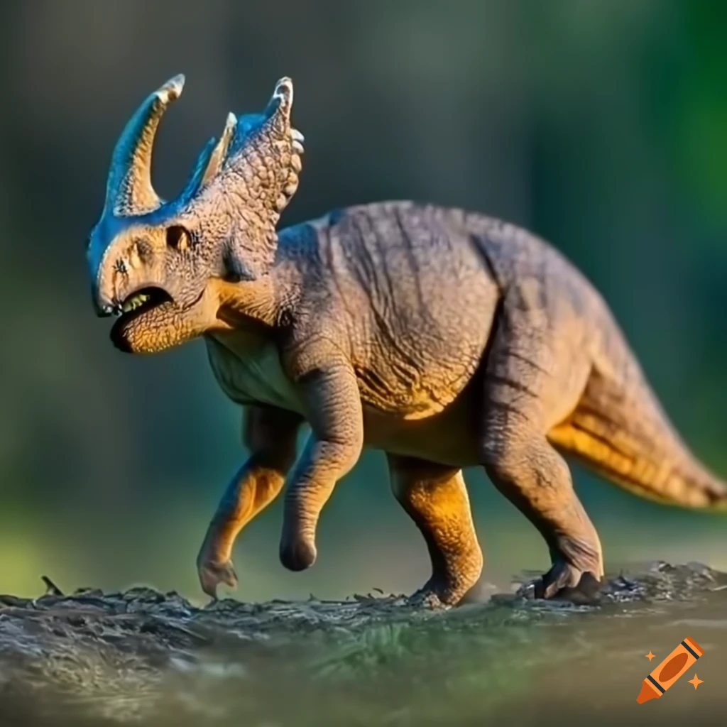 Microceratops in natural forest environment in warm morning light on ...
