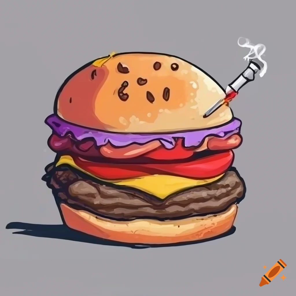 Burger smoking a cigarette on Craiyon