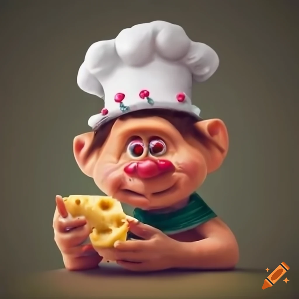 Troll chef enjoying cheese and crackers on Craiyon