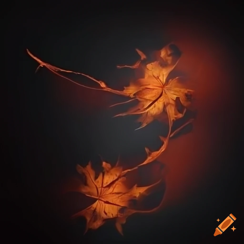 Intricate high definition artwork with maple lighting on a black background on Craiyon
