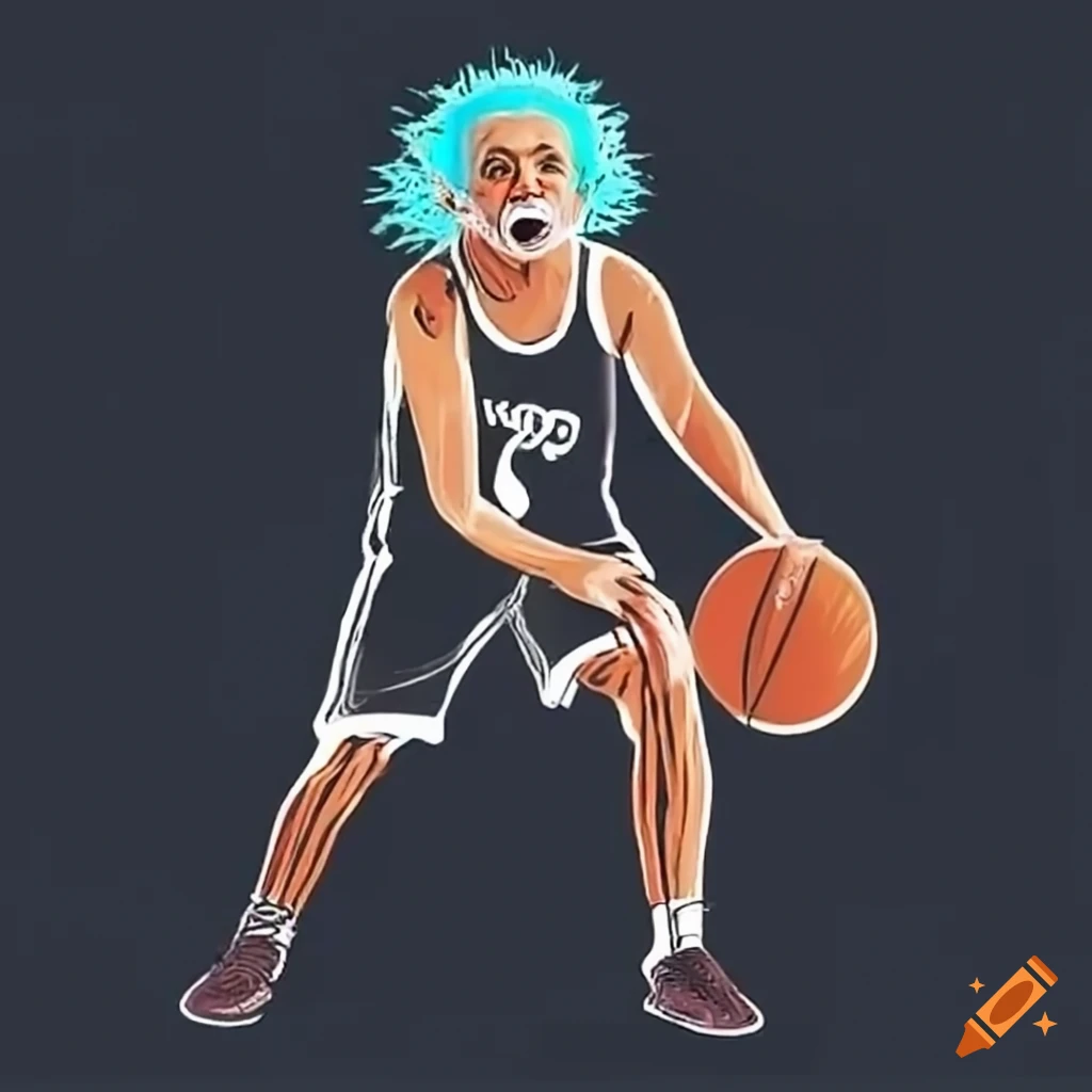 Einstein playing basketball on Craiyon