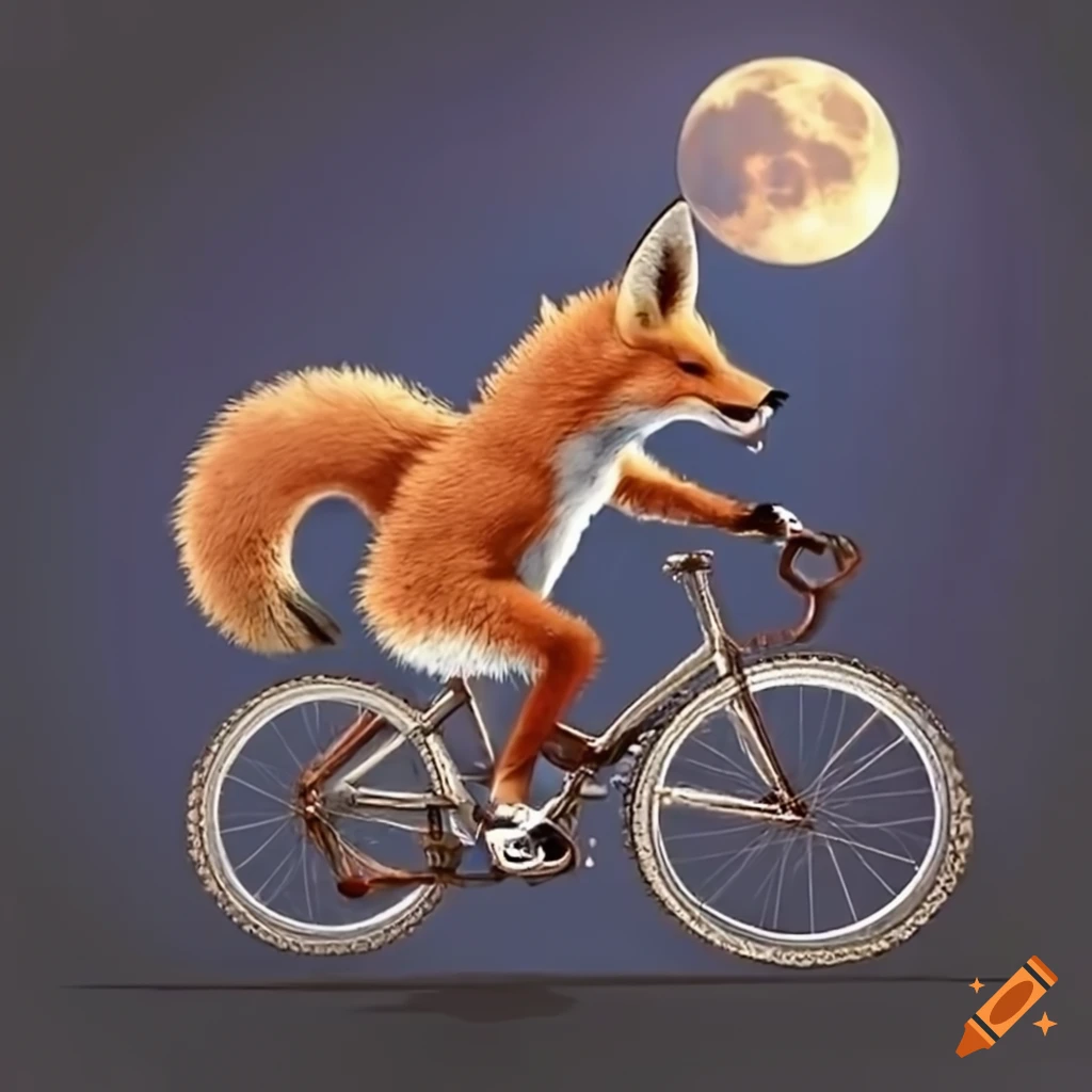 Fox riding a bike around the moon on Craiyon