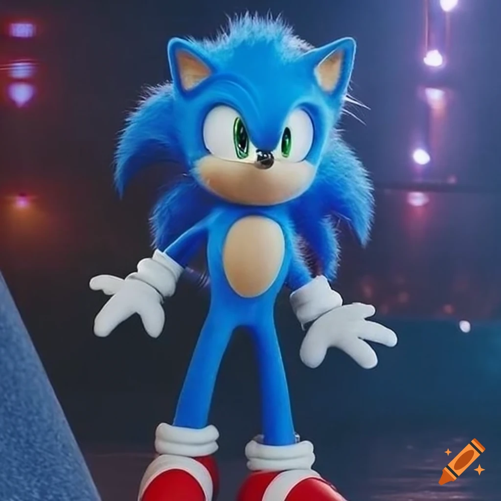 Sonic the hedgehog live-action movie scene on Craiyon