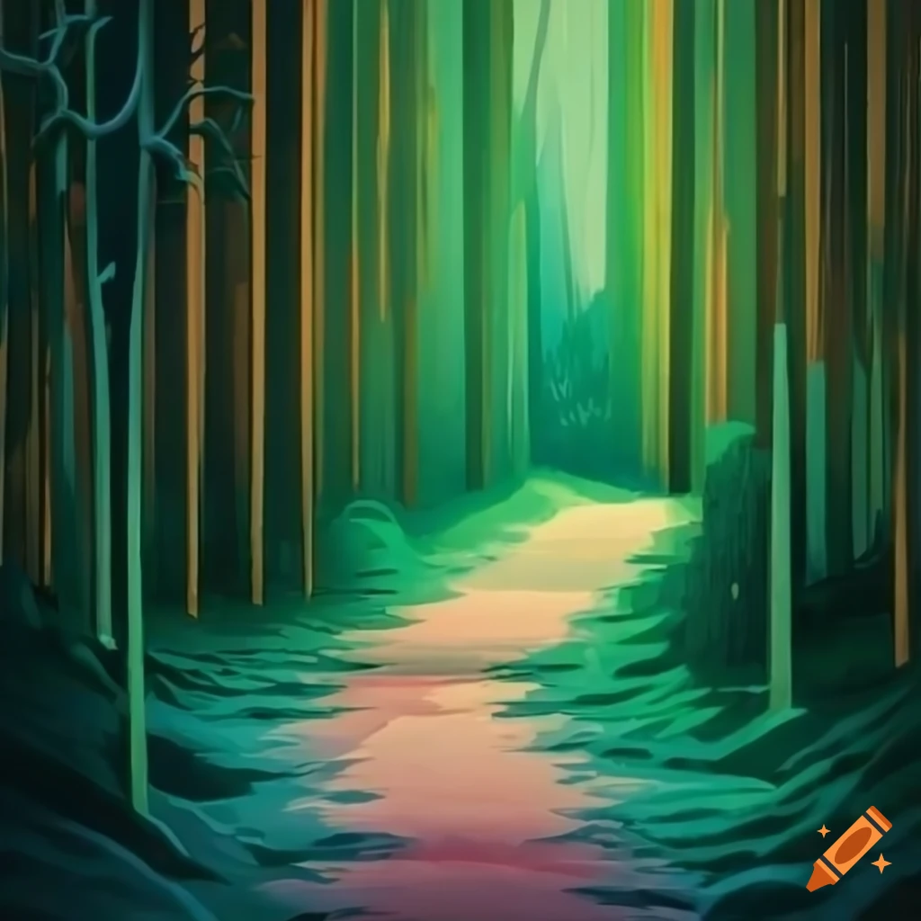 Art deco forest path on Craiyon