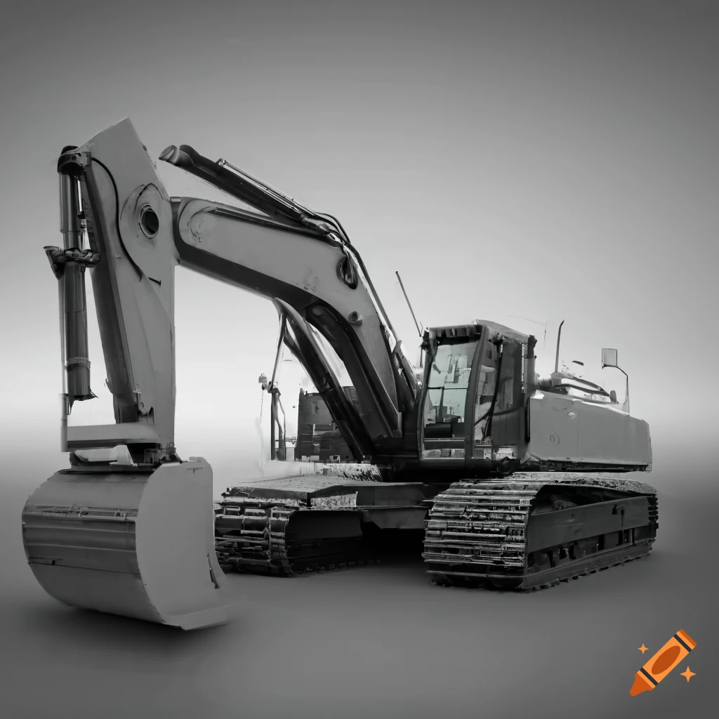Excavator on a light grey background on Craiyon