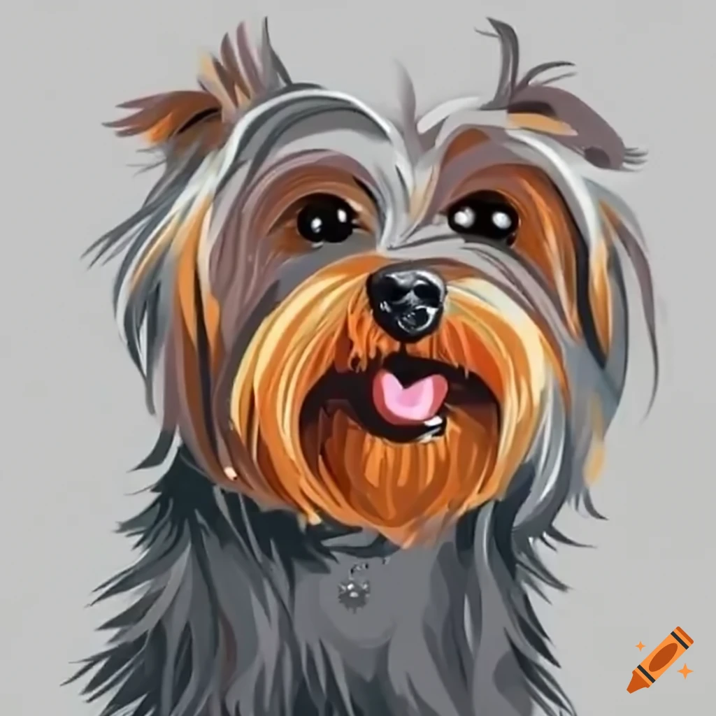 Gray yorkie poo dog with friendly expression on Craiyon