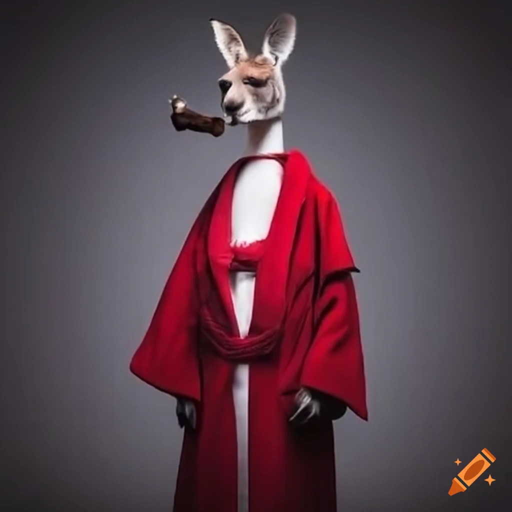 Kangaroo wearing judge's robe holding a gavel on Craiyon