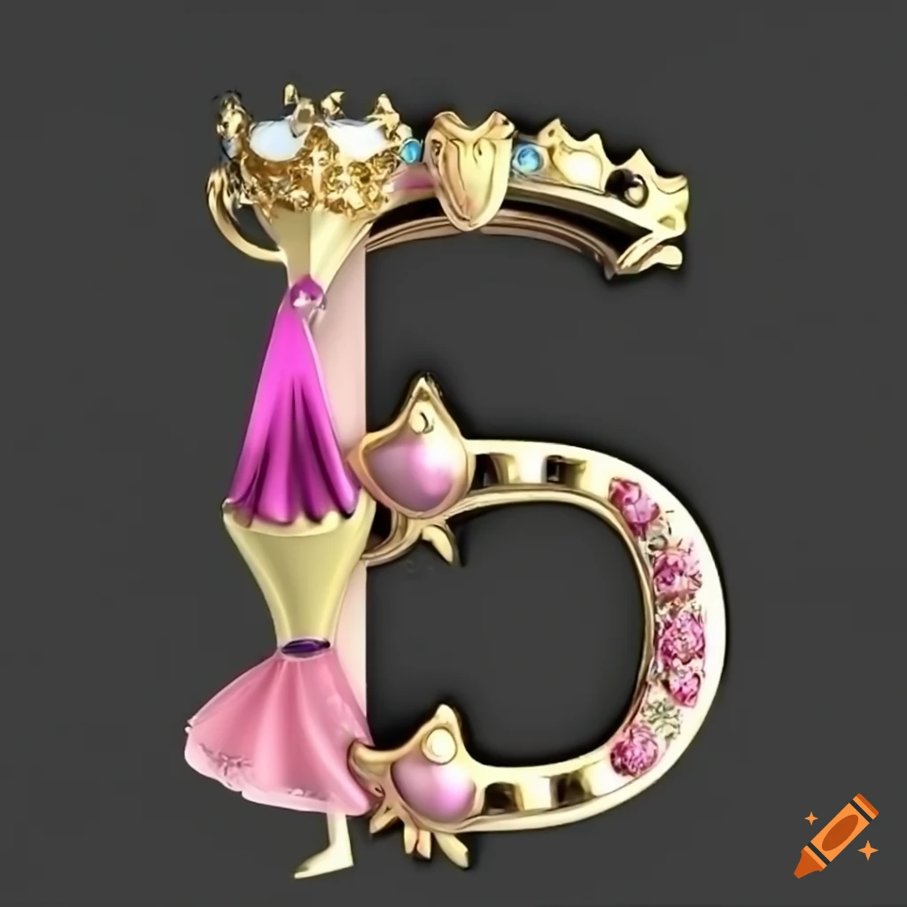 Princess fancy style letter c in 3d render on Craiyon