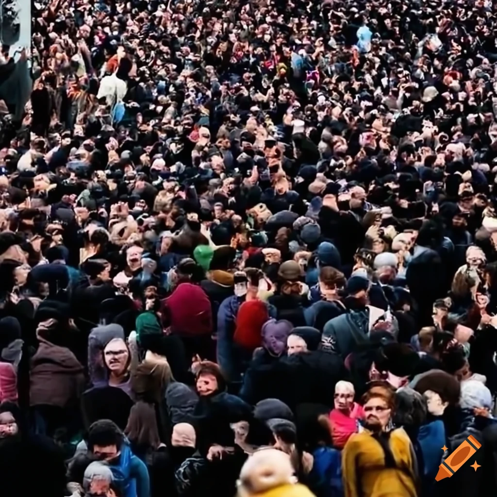 Crowds of people on Craiyon