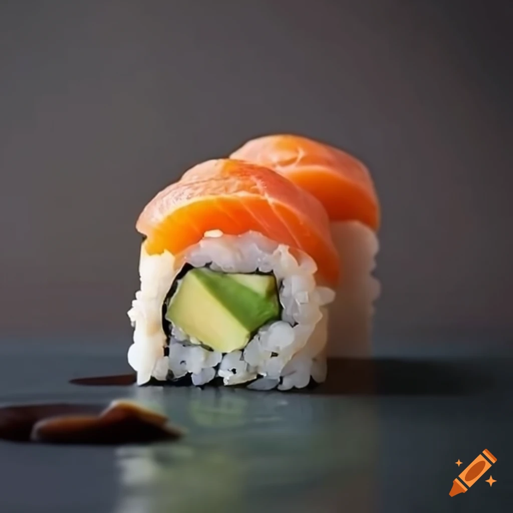 Delicious salmon and avocado sushi roll on Craiyon