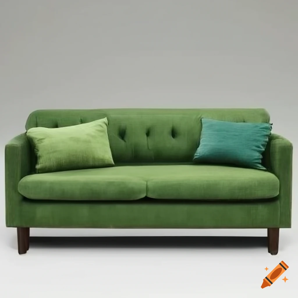Green three-seater rustic couch on Craiyon