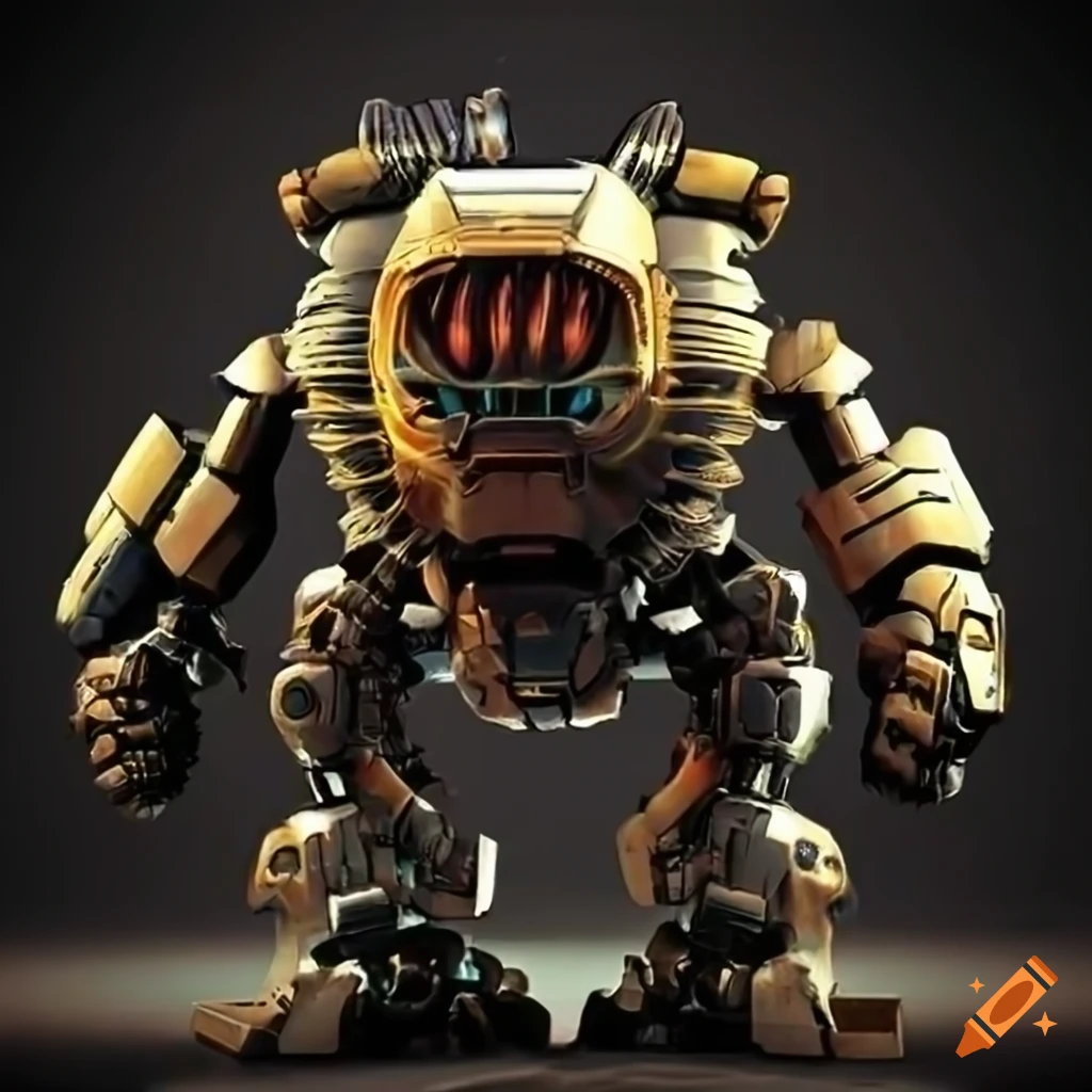 High definition mech-garfield on a black background with stunning ...