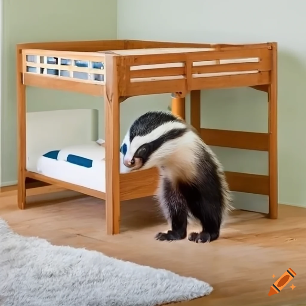 Eurasian badger in a bunk bed on Craiyon