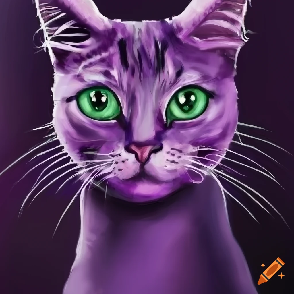 Purple cat art on Craiyon