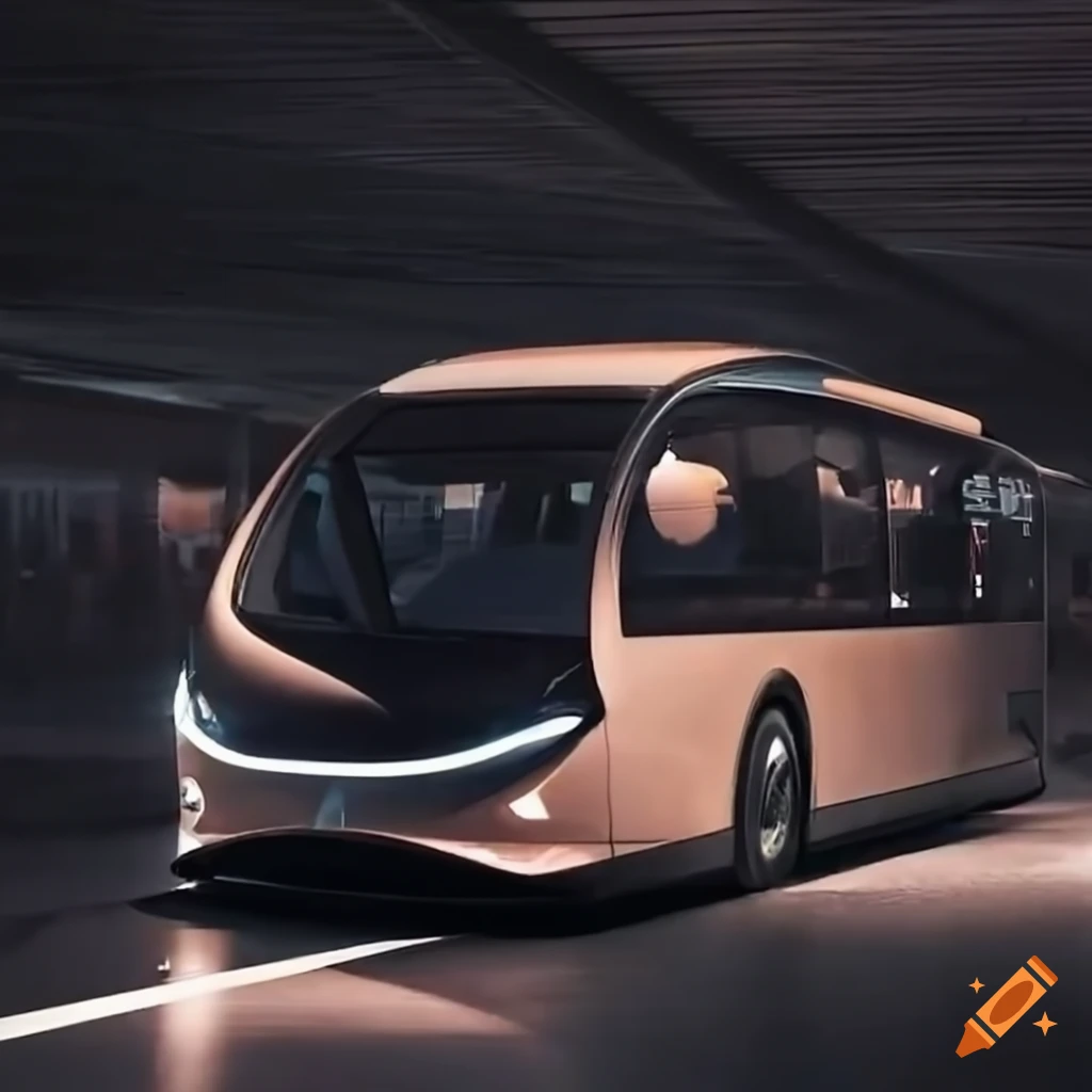 Lucid motors bus at a yugoslavian bus station on Craiyon