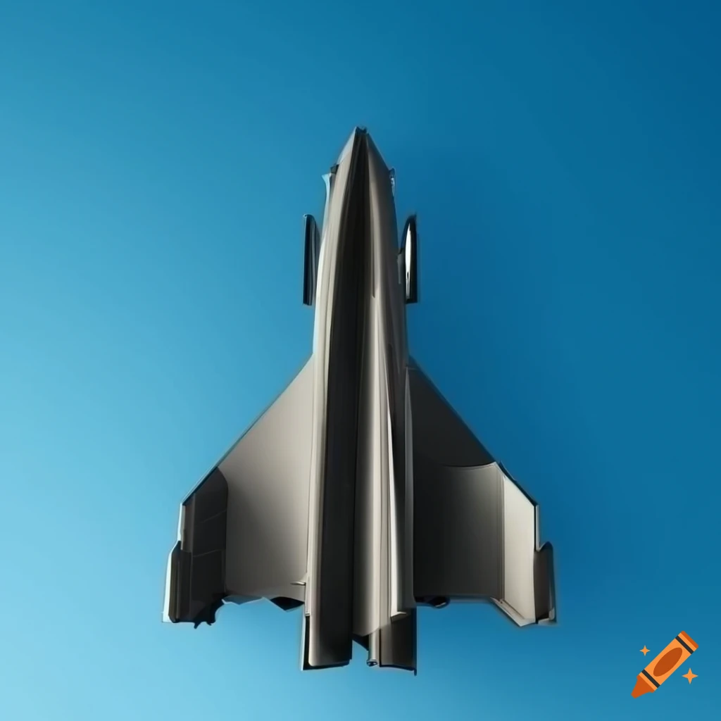 Top down view of novel jet fighter aircraft inspired by 1950's era ...