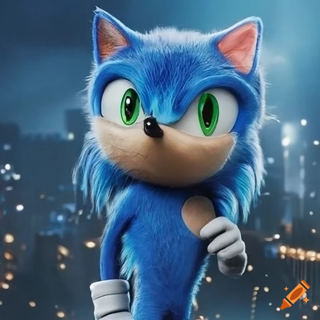 Sonic the hedgehog live-action film scene on Craiyon