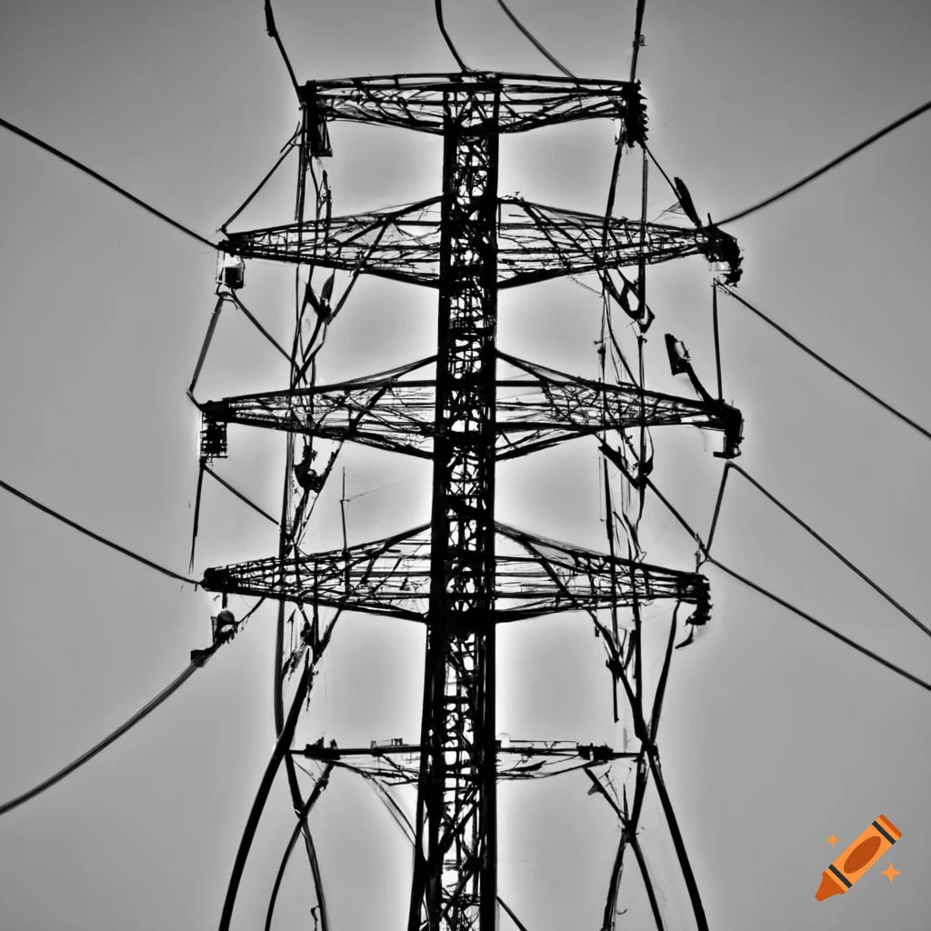Monochrome electric power pole on Craiyon