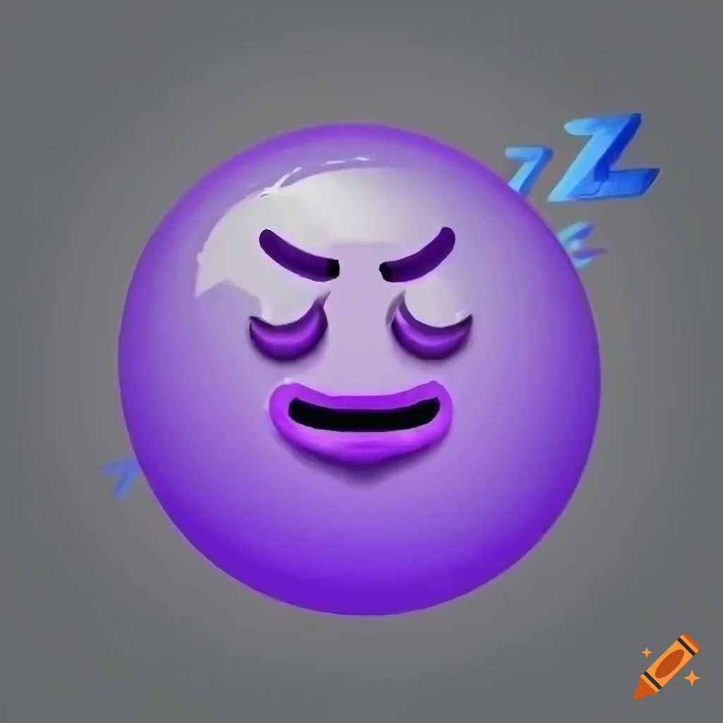 Purple sleeping emote on gray background on Craiyon