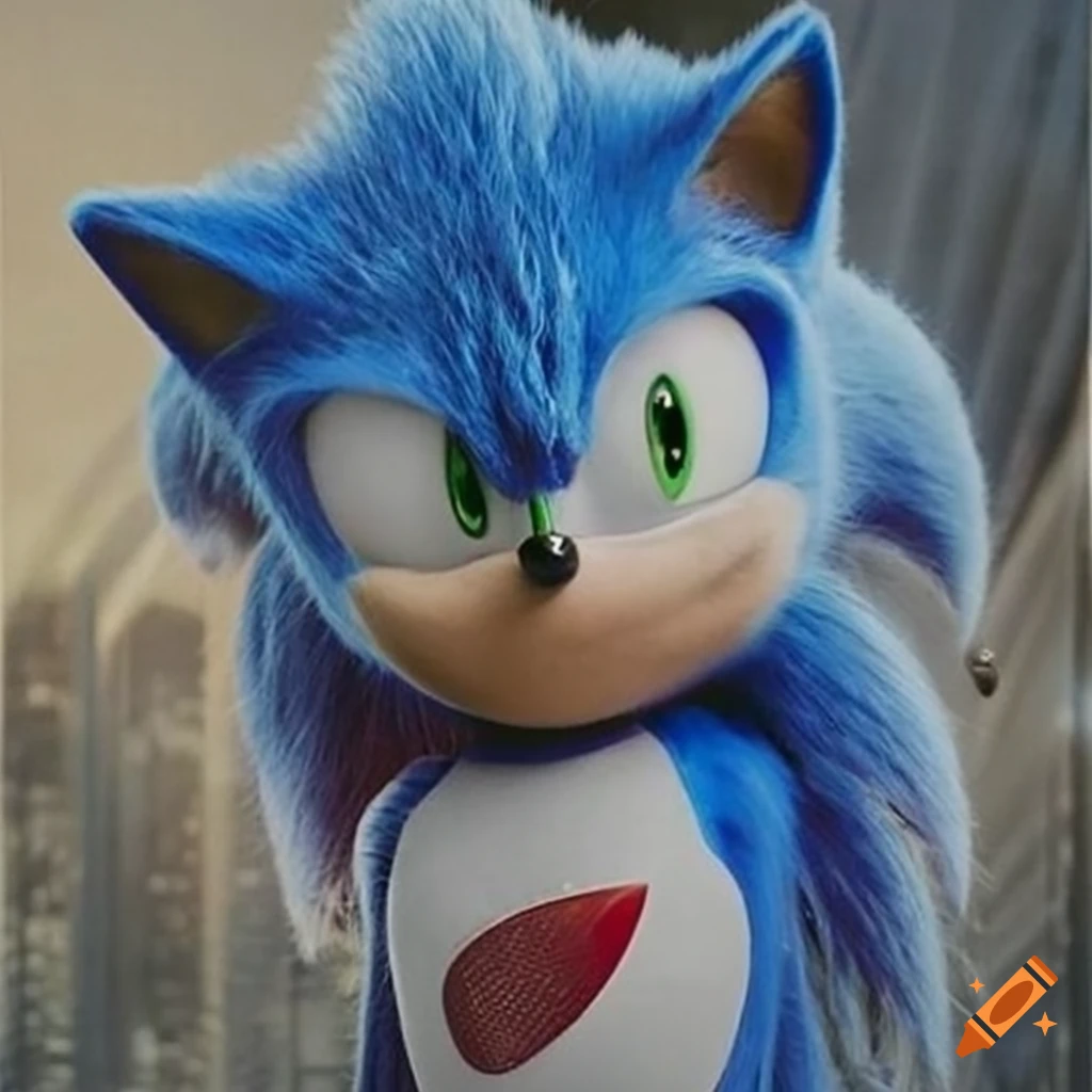 Sonic the hedgehog movie live action still on Craiyon