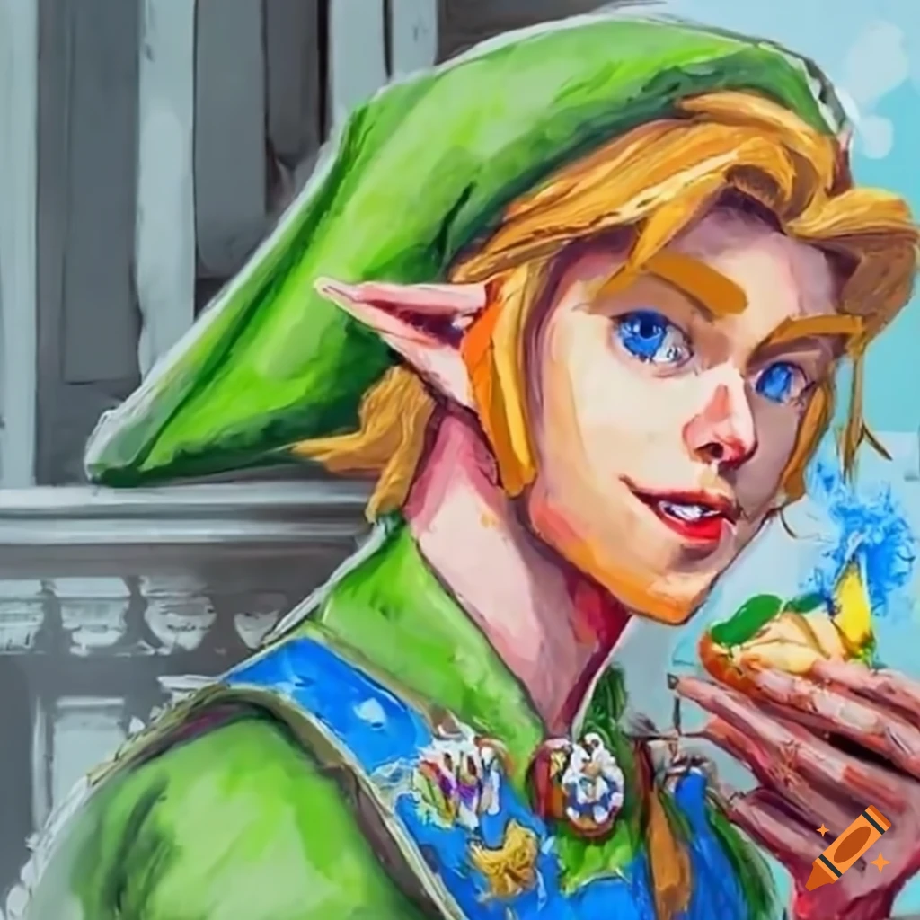 Link from ocarina of time eating scones with queen elizabeth on a ...