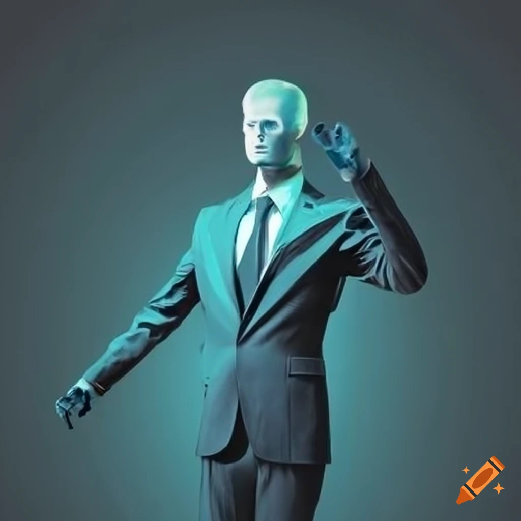 Glowing man in a suit on Craiyon