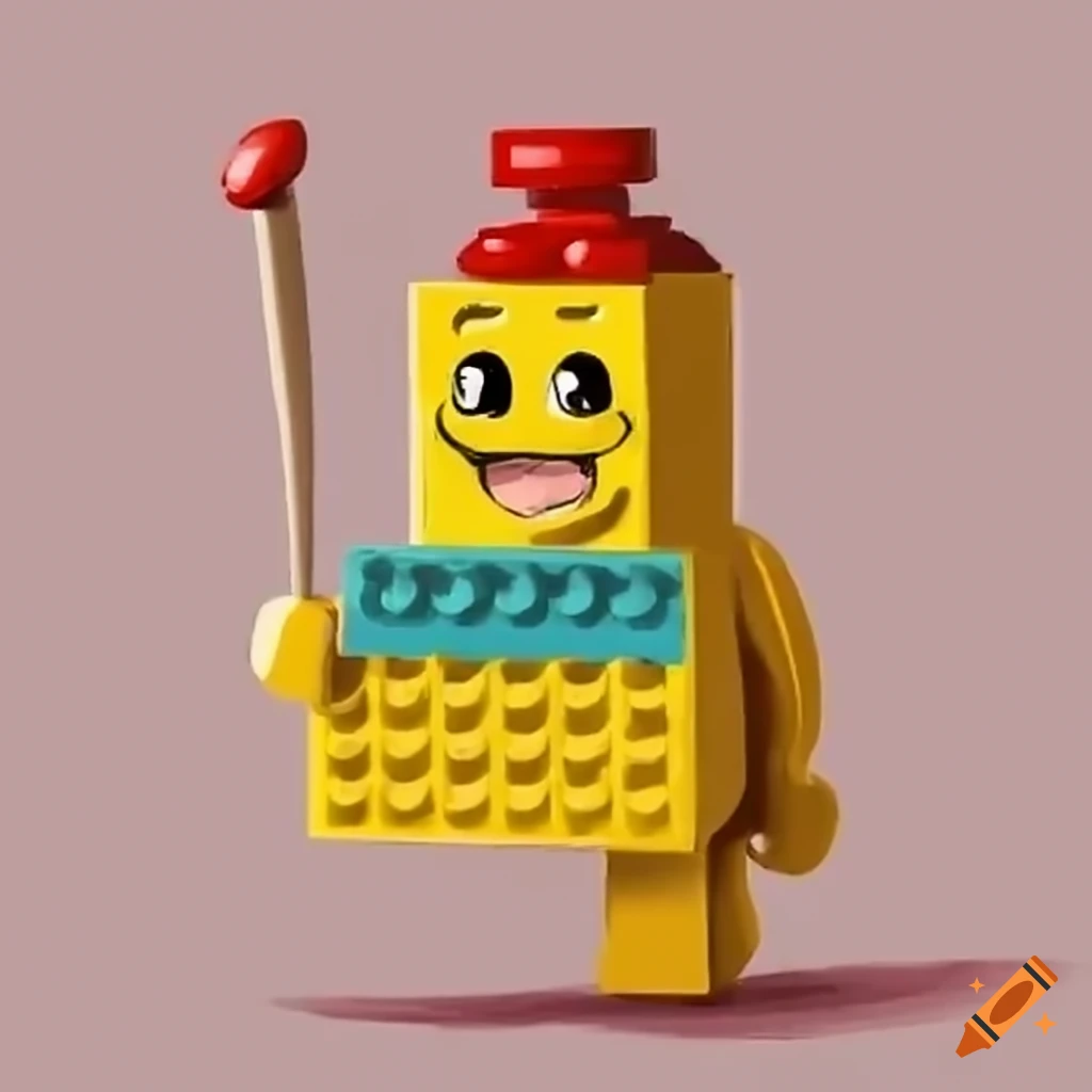 Happy yellow toy lego enjoying a delicious waffle on Craiyon