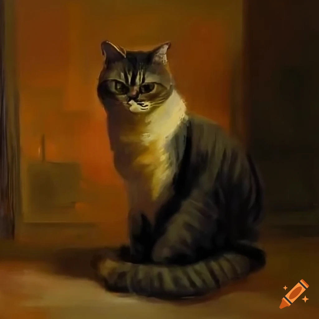 Cat in an edward hopper style setting on Craiyon